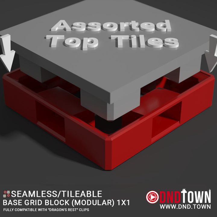 3D Printable Base Grid - Center 3x3 (9 Block/s) - (Low Profile - 38mm) - 3D Modular Dungeon ...